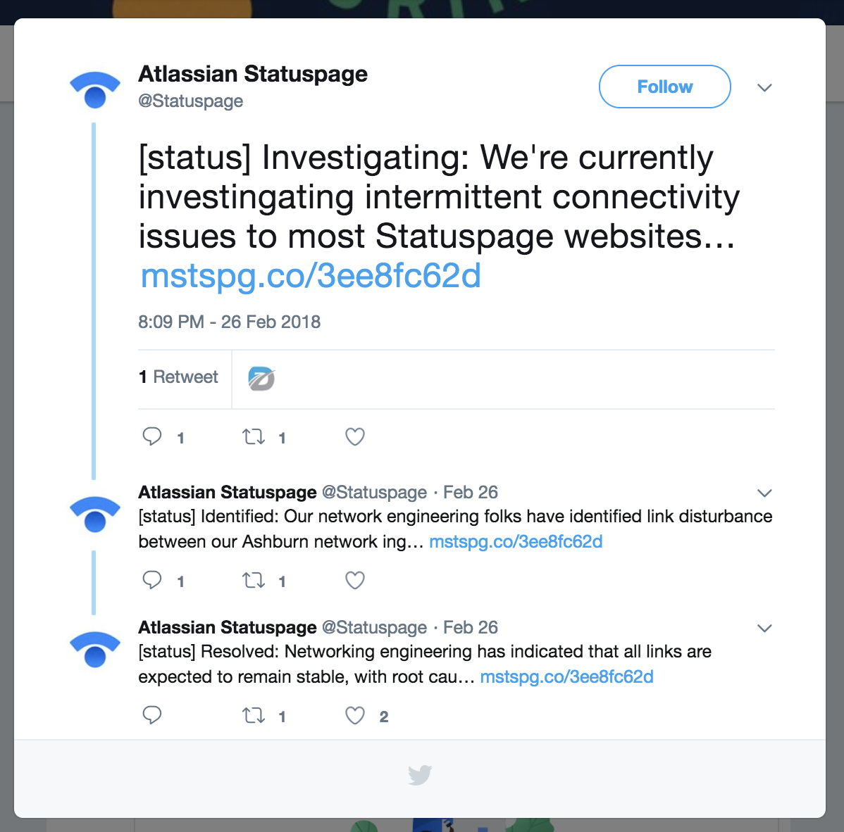 Incident updates now threaded on Twitter - Work Life by Atlassian