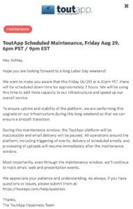 Scheduled maintenance message examples and inspiration