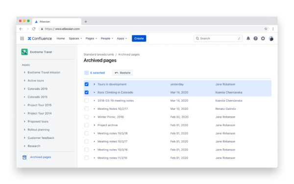 Page and bulk archiving in Confluence cloud - Work Life by Atlassian