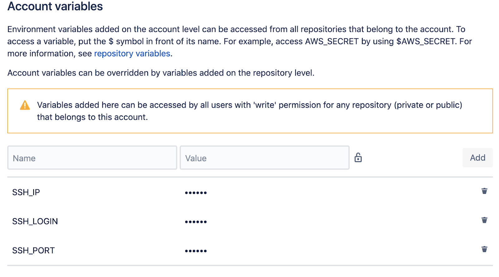 account-variable-page