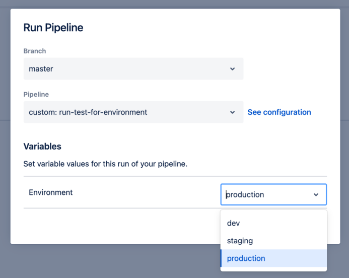 Predefine values of custom pipeline variables - Inside Atlassian