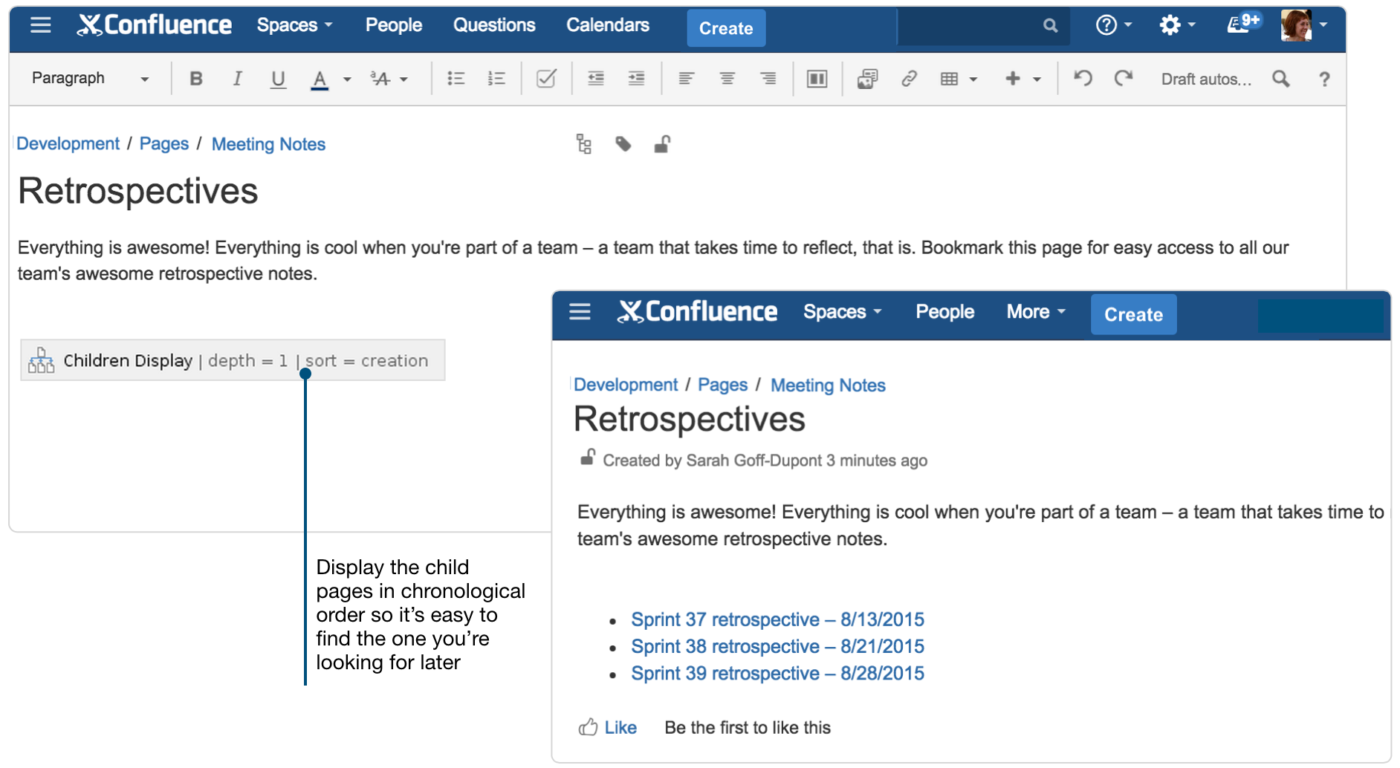Create killer sprint retrospective & demo pages in Confluence