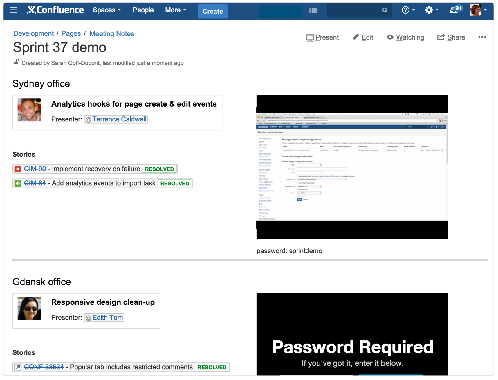 Create killer sprint retrospective & demo pages in Confluence